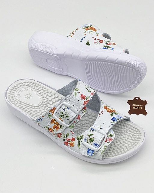 Fakirki skórzane damskie Comfooty Nadia Flowers , klapki masujące, G-H ...